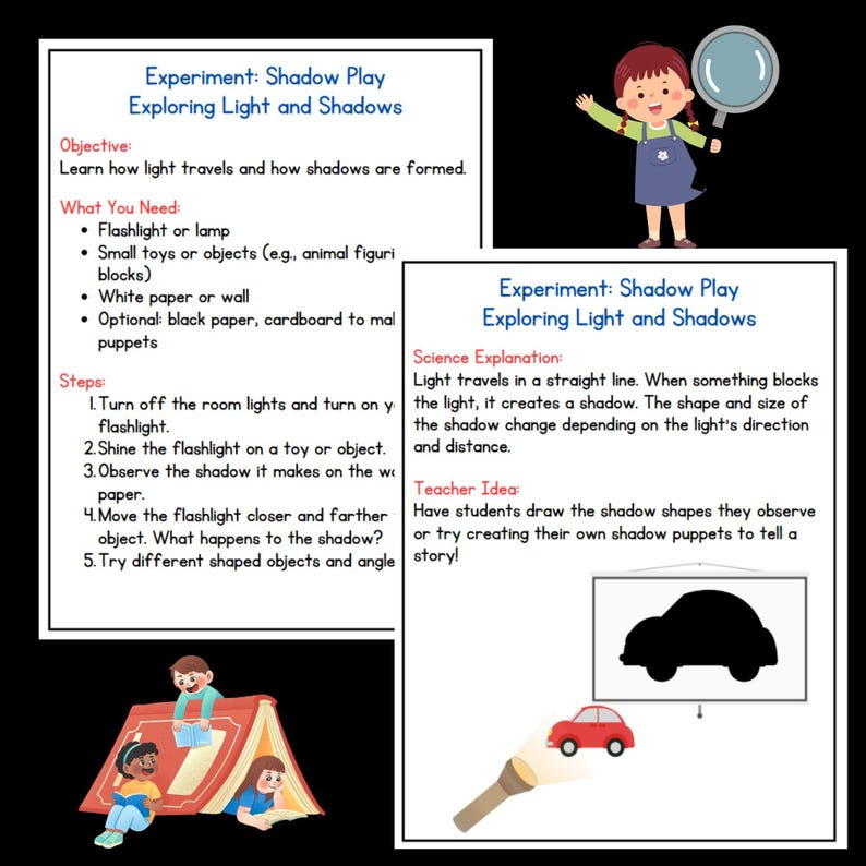 Light & Shadow Printable for Kids, Cut and Play Science Activity for ...