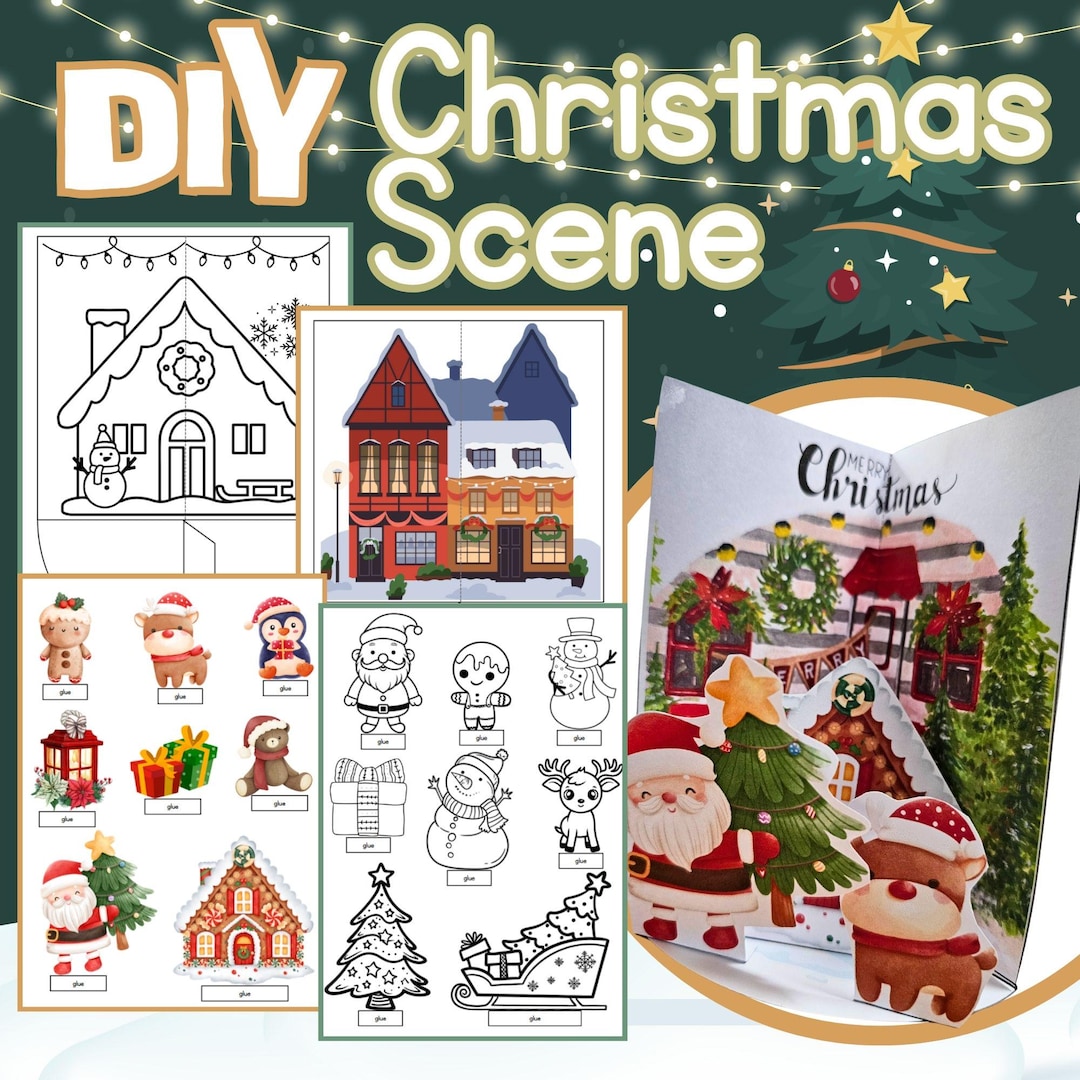 Christmas, DIY Paper Craft, Christmas Scene, Cut and Paste - Etsy