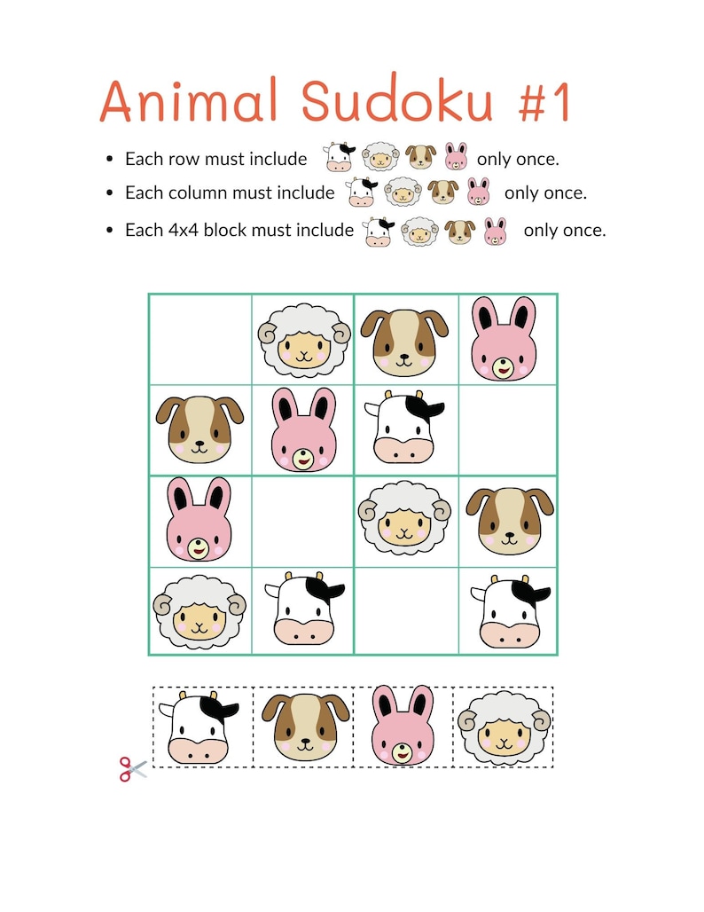 Shape Sudoku & Animal Sudoku and Matching Game - Etsy