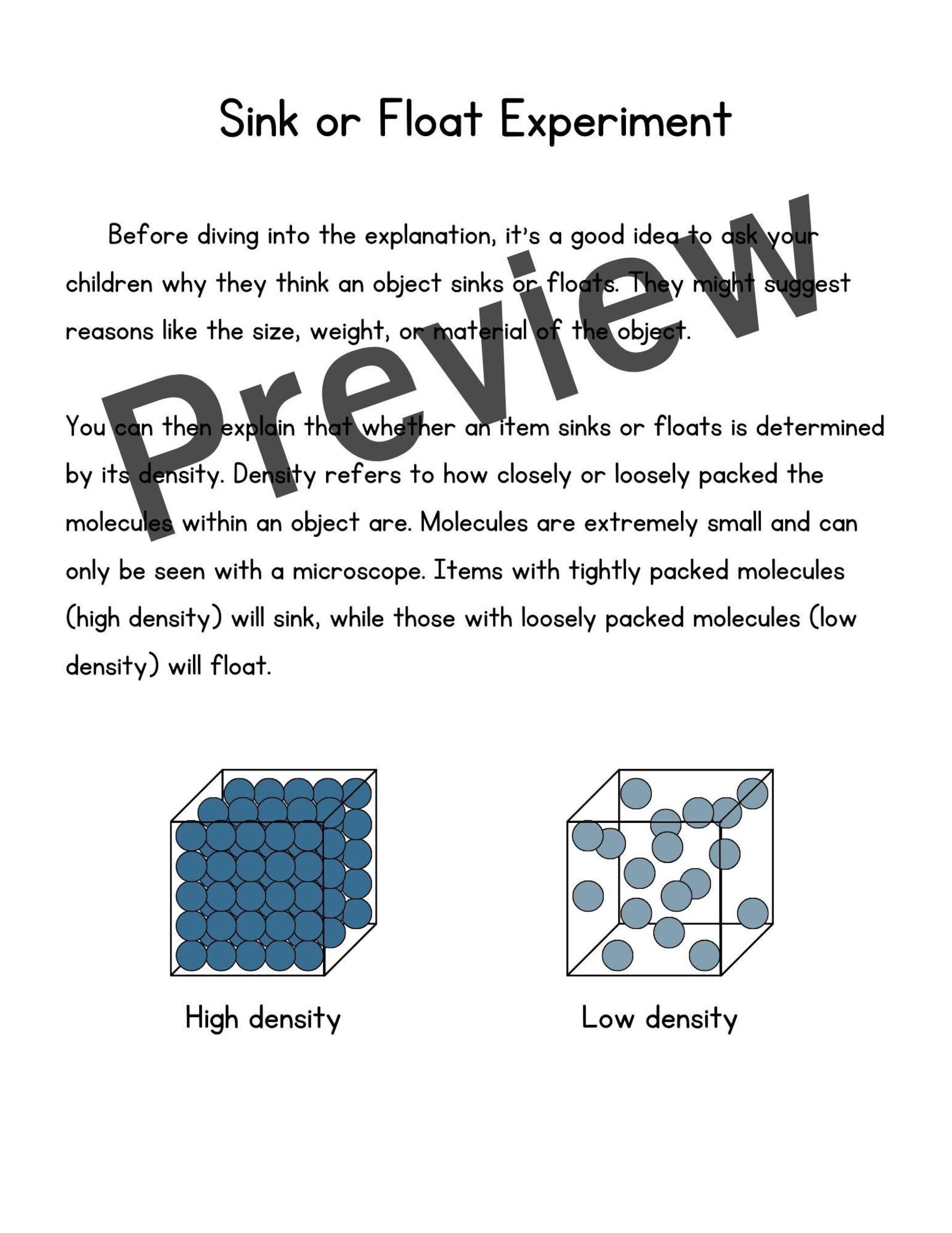 Sink or Float Science Experiment, Fun Activity With Worksheets - Etsy