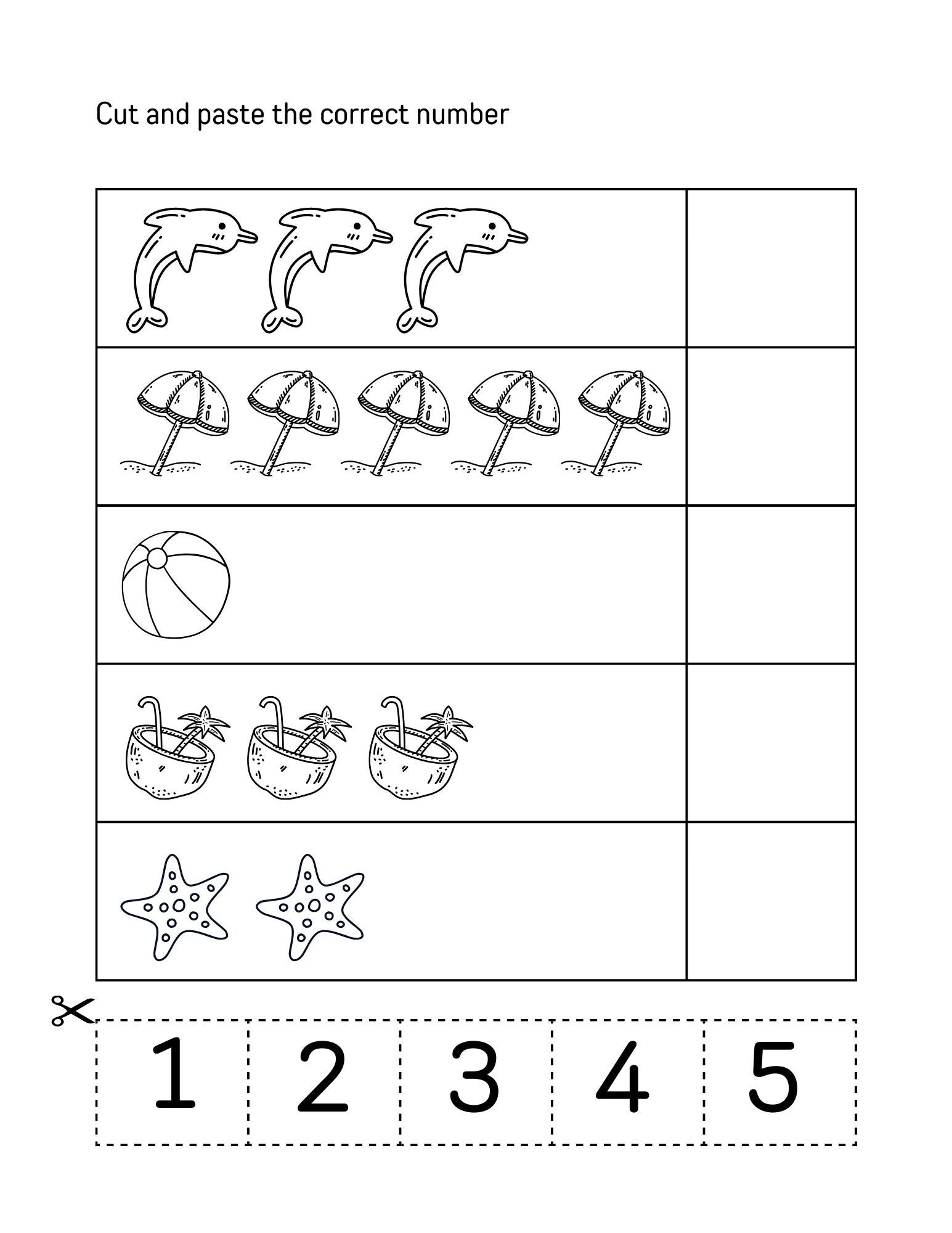 1-10 Summer Counting, Flashcards and Worksheet, Fun Exercises for ...