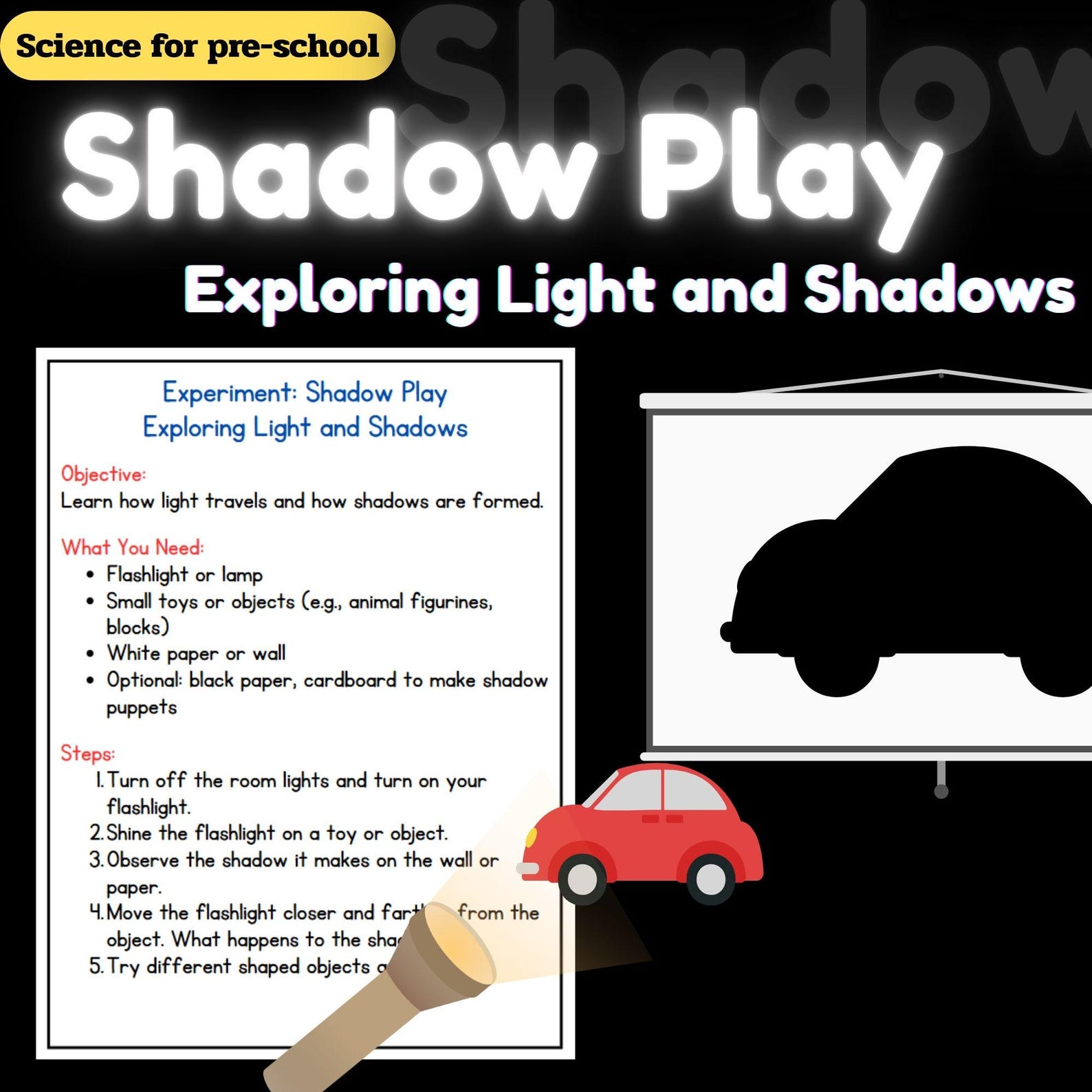 Light & Shadow Printable for Kids, Cut and Play Science Activity for ...