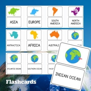 Continents and Oceans of the World, Posters, Flashcards and Worksheets ...