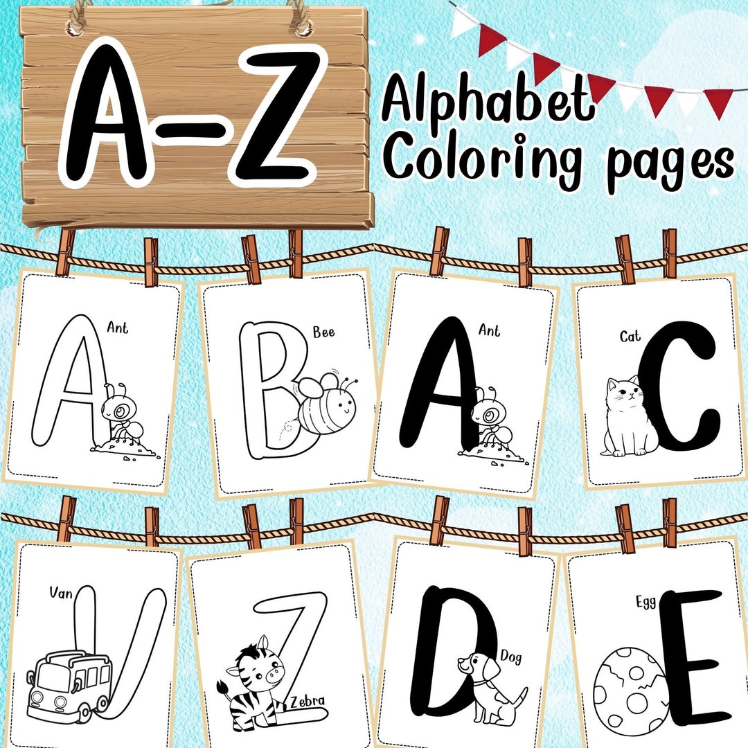 A-Z Coloring Pages, Wall Decor, Alphabets, Letters, Pre-school - Etsy