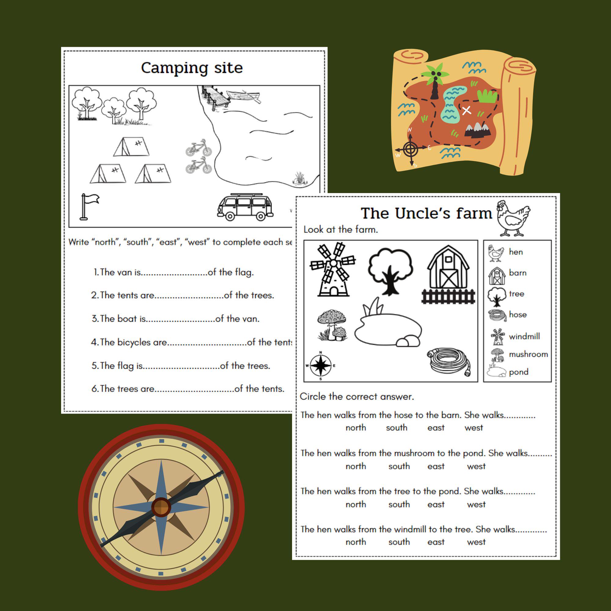 North South East West Worksheet, Compass, Digital Download - Etsy