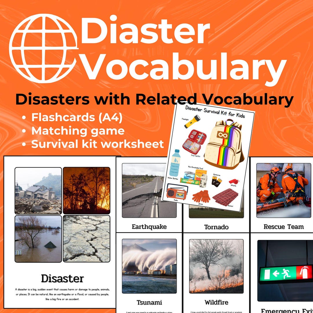 Disaster Vocabulary Flashcards and Matching Game - Etsy