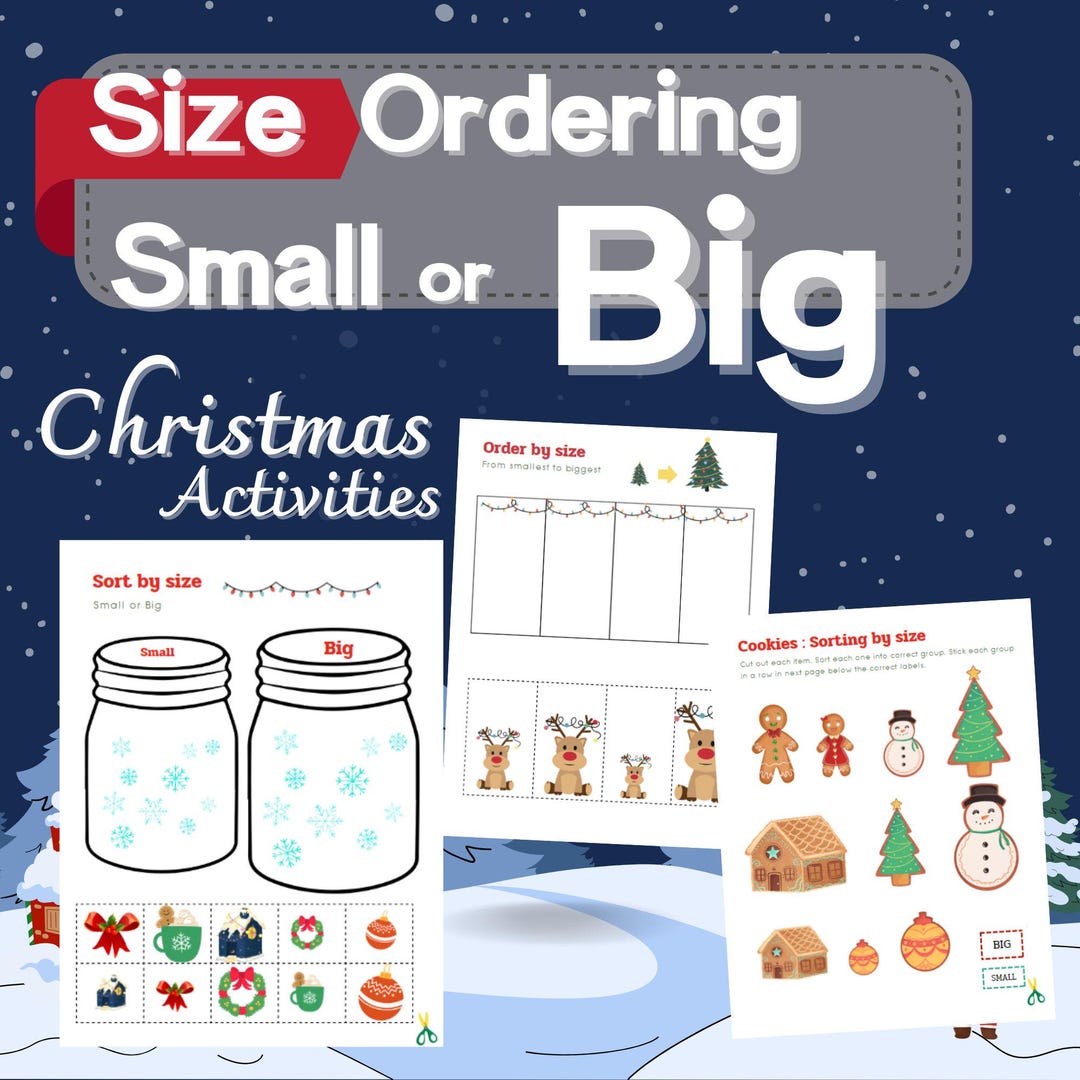 Big or Small, Sorting Activity for Pre-k, K1-2, Christmas Theme - Etsy