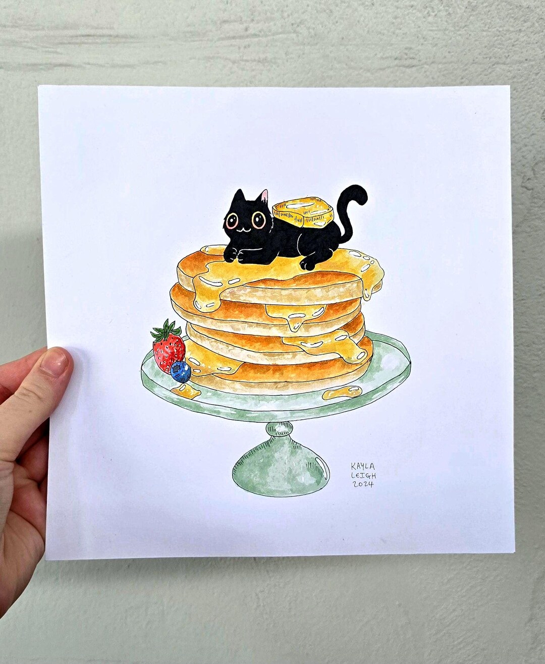 ORIGINAL crumpet Kitty 21x21cm Watercolour Painting - Etsy