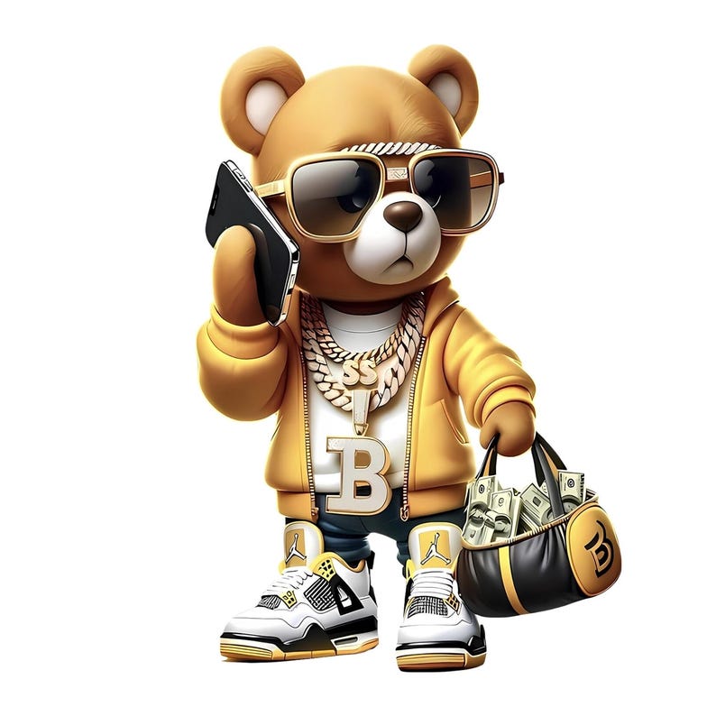 Dibujos animados de oso con graffiti de hip hop: descarga digital PNG ...