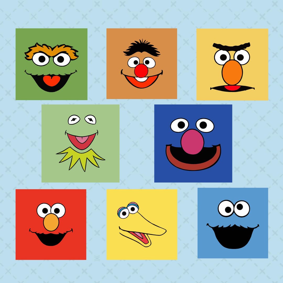 Sesame Street Png, Faces Svg, Layered Svg, Cartoon Svg, Clipart, Cricut ...