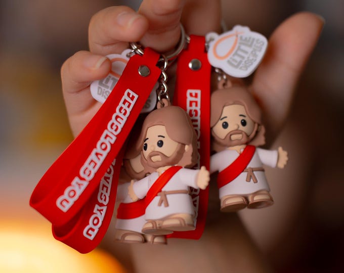 3D Jesus Figurine Keychain With 'jesus Loves You' Band - Etsy
