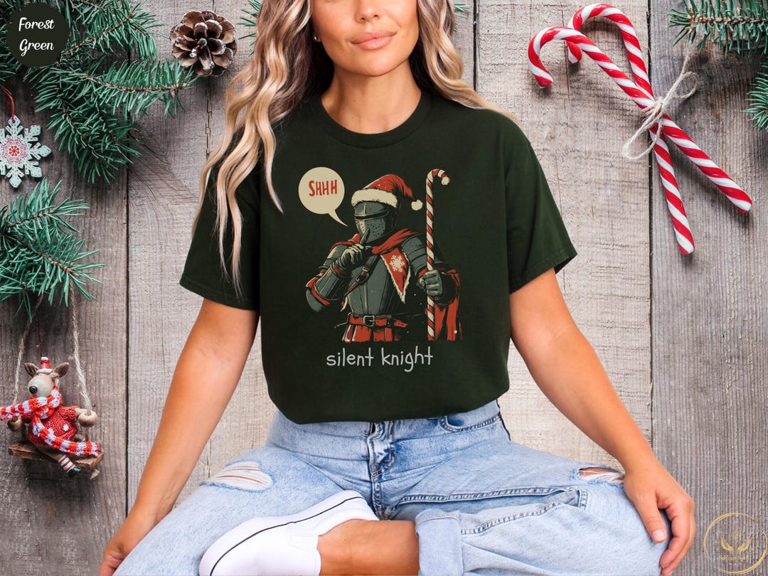 Silent Knight Funny Christmas T-shirt Silent Night Pun Joke Medieval ...