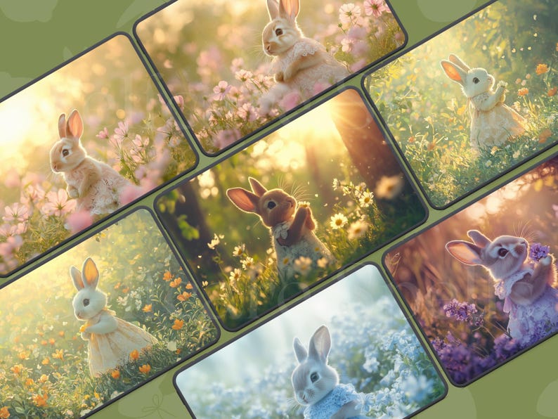 Spring Bunny Desktop Wallpaper Bundle Cottontail Charm Wallpaper HD ...