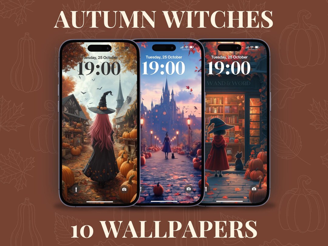 Autumn Witches Phone Wallpapers Whimsy Witchy Pumpkin Fall Aesthetic ...