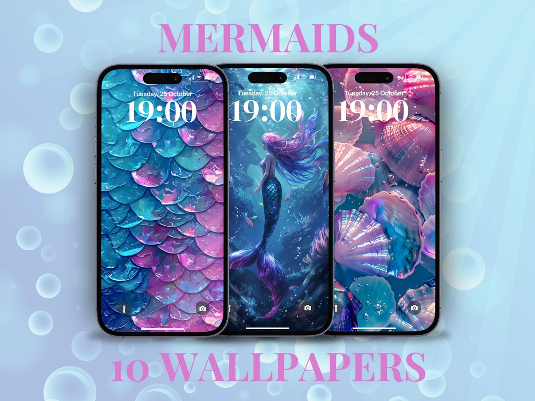 Mermaid Phone Wallpapers Aesthetic Shell Beach Hot Pink Blue Ocean ...