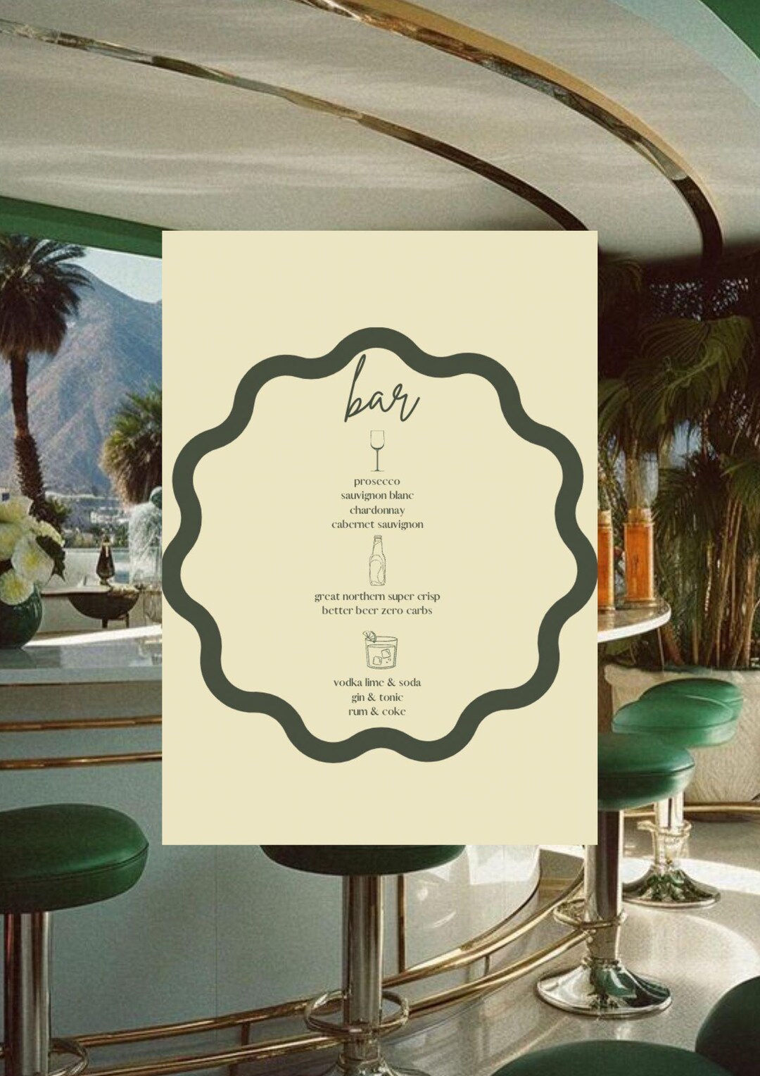 Wavy and Colourful Bar Menu for Special Event - Etsy
