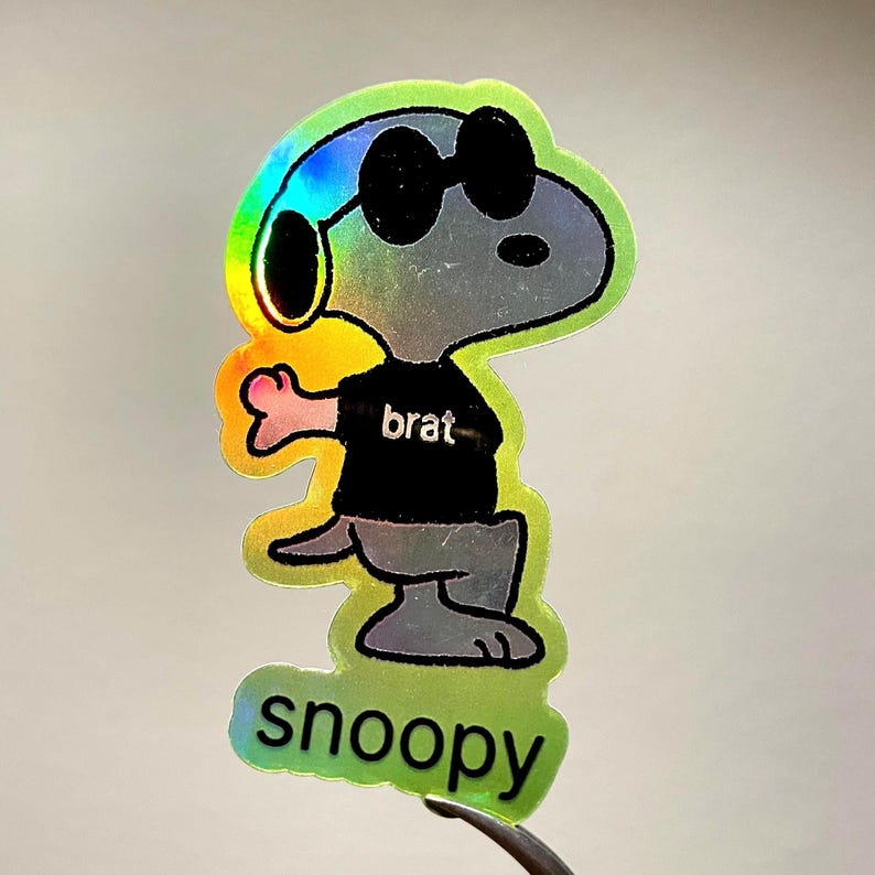 Brat Snoopy Holographic Sticker - Etsy