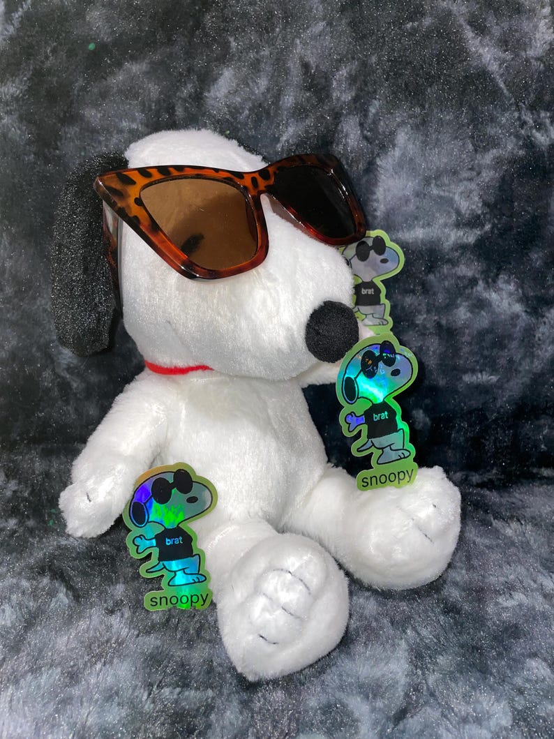 Brat Snoopy Holographic Sticker - Etsy