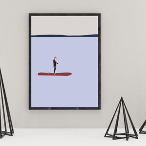 Coastal Chic: Paddle Boarder Art Print for Ocean Lovers - Nautical Wall ...