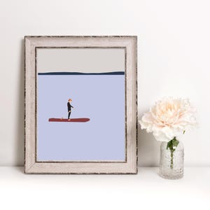 Coastal Chic: Paddle Boarder Art Print for Ocean Lovers - Nautical Wall ...