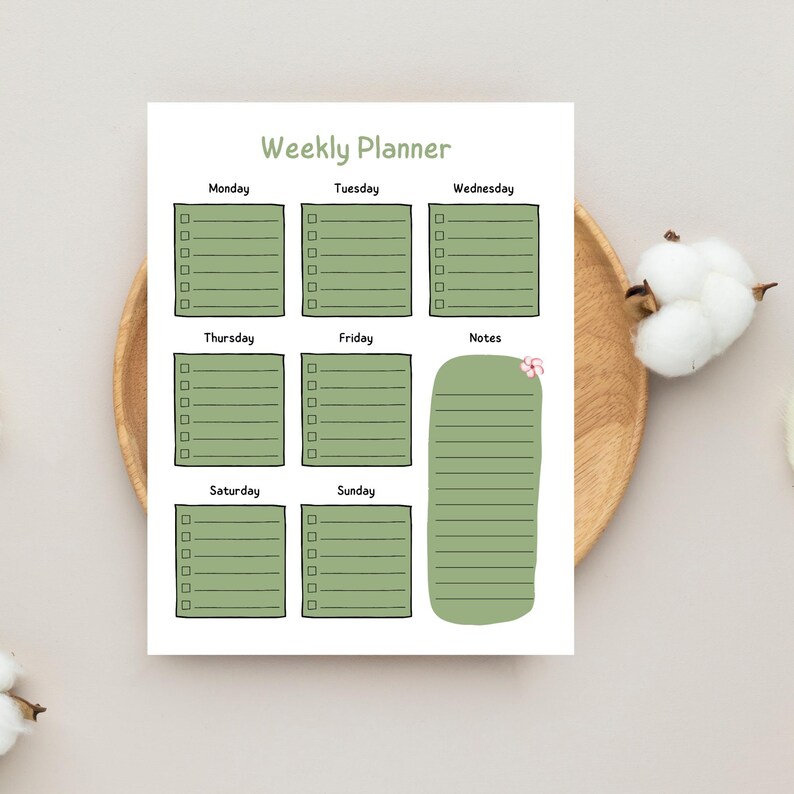 Rustic Weekly Planner Printable With Cute Icons, Undated & Editable ...
