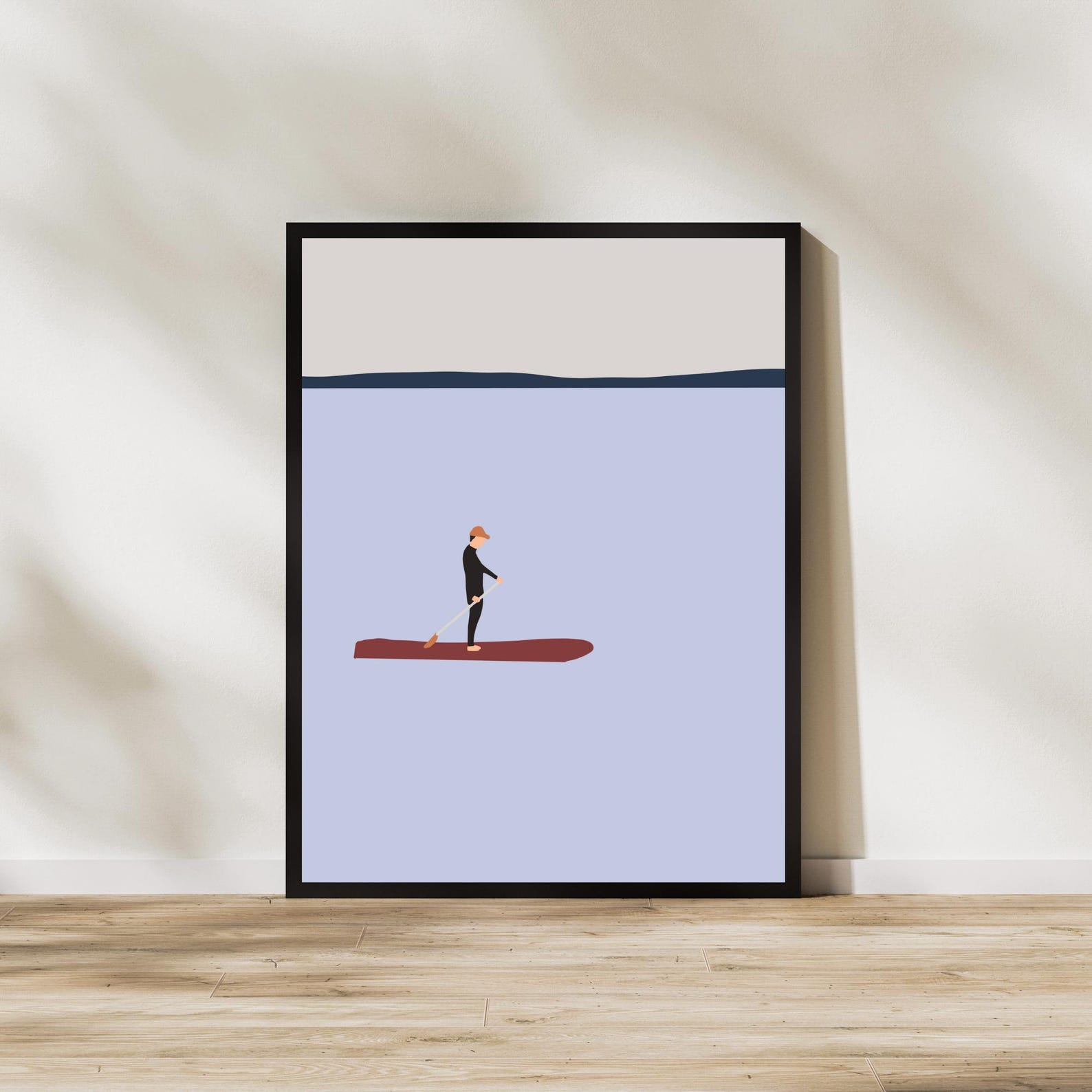 Coastal Chic: Paddle Boarder Art Print for Ocean Lovers - Nautical Wall ...
