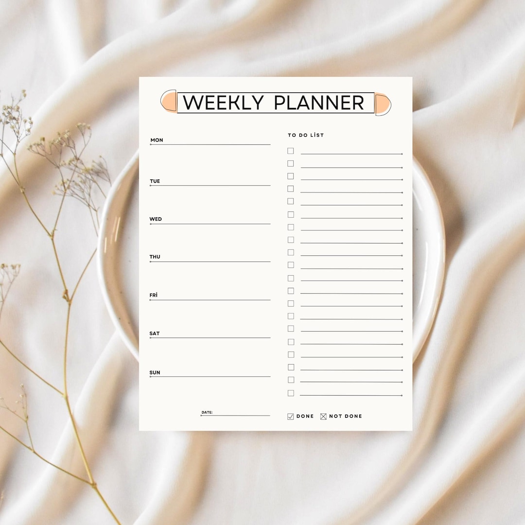 Weekly Planner Printable: Minimalist To-do List (digital Download) - Etsy