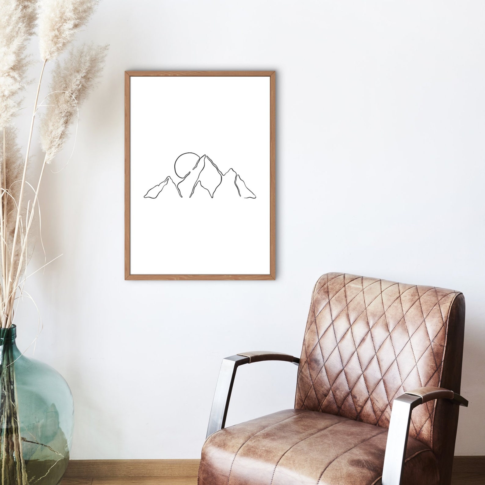 Minimalist Mountain Line Art, Simple Nature Wall Decor, Black and White ...