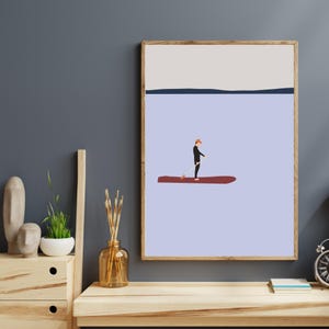 Coastal Chic: Paddle Boarder Art Print for Ocean Lovers - Nautical Wall ...