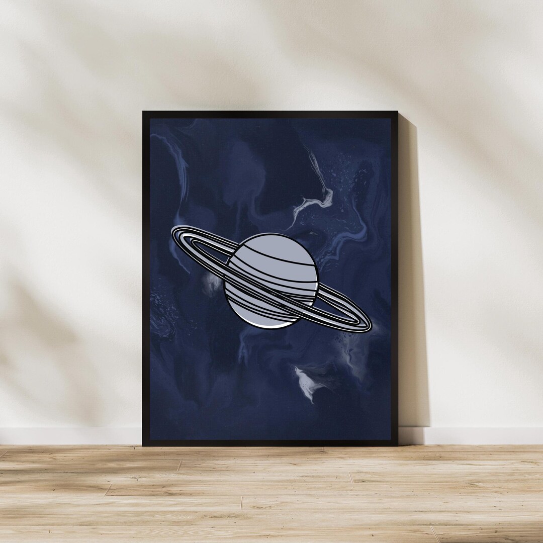 Celestial Beauty-astronomical Chic-saturn Space Art Print - Modern ...