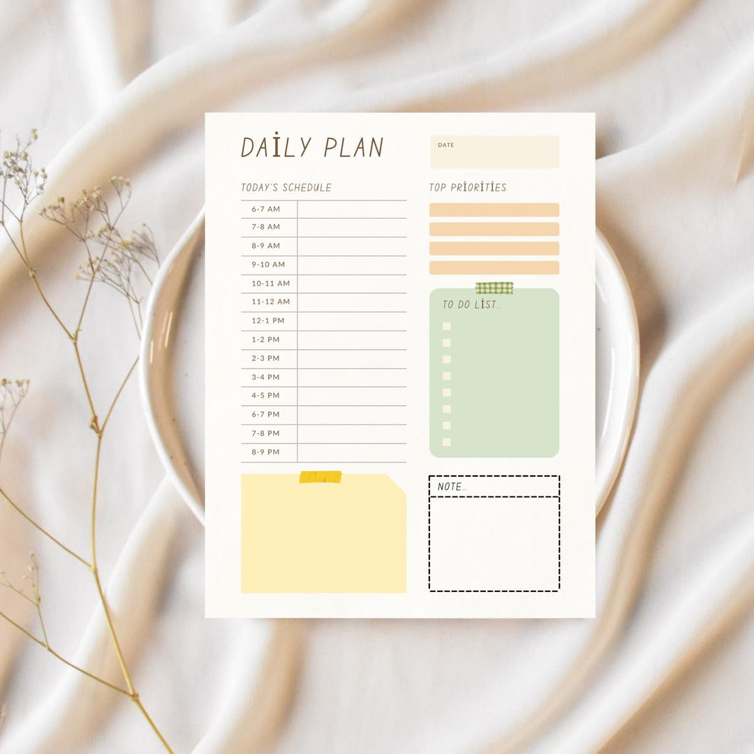 Daily Planner | Printable To-do List, Notes & Schedule Template ...