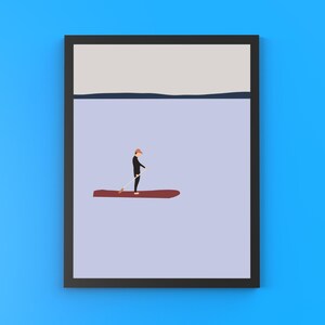 Coastal Chic: Paddle Boarder Art Print for Ocean Lovers - Nautical Wall ...