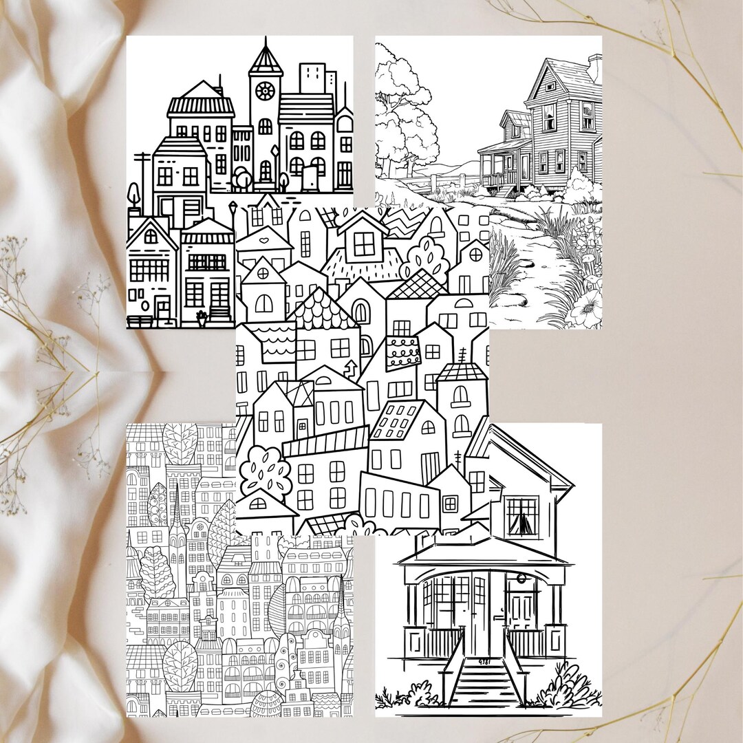 Printable House Coloring Pages | Digital Download | Cozy & Detailed ...