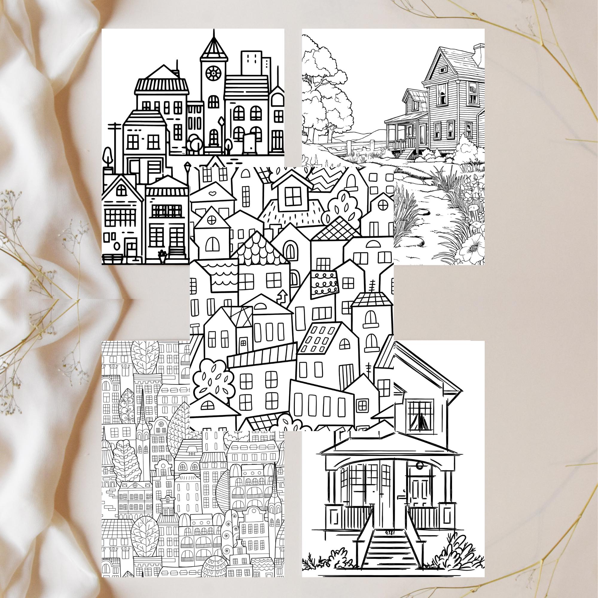 Printable House Coloring Pages | Digital Download | Cozy & Detailed ...