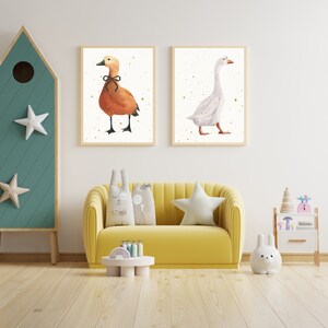 Charming Watercolor Duck and Goose Prints - Woodland Nursery Wall Art ...