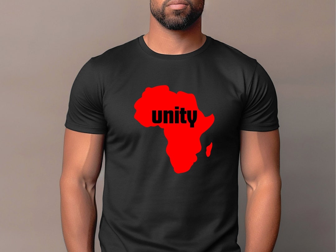 Unity T-shirt With Red Map of Africa, Bold African Pride Tee, Unique ...