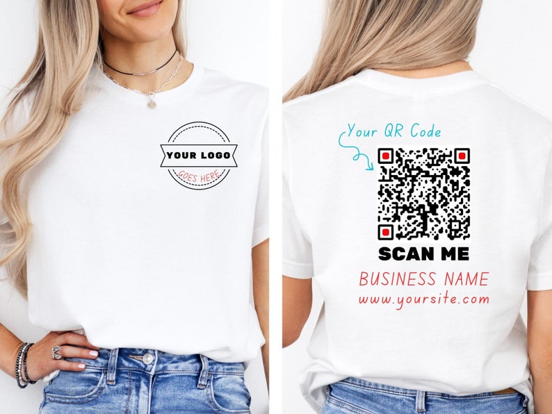 Business Logo QR Code Custom Shirt, Customizable QR Code T-shirt ...