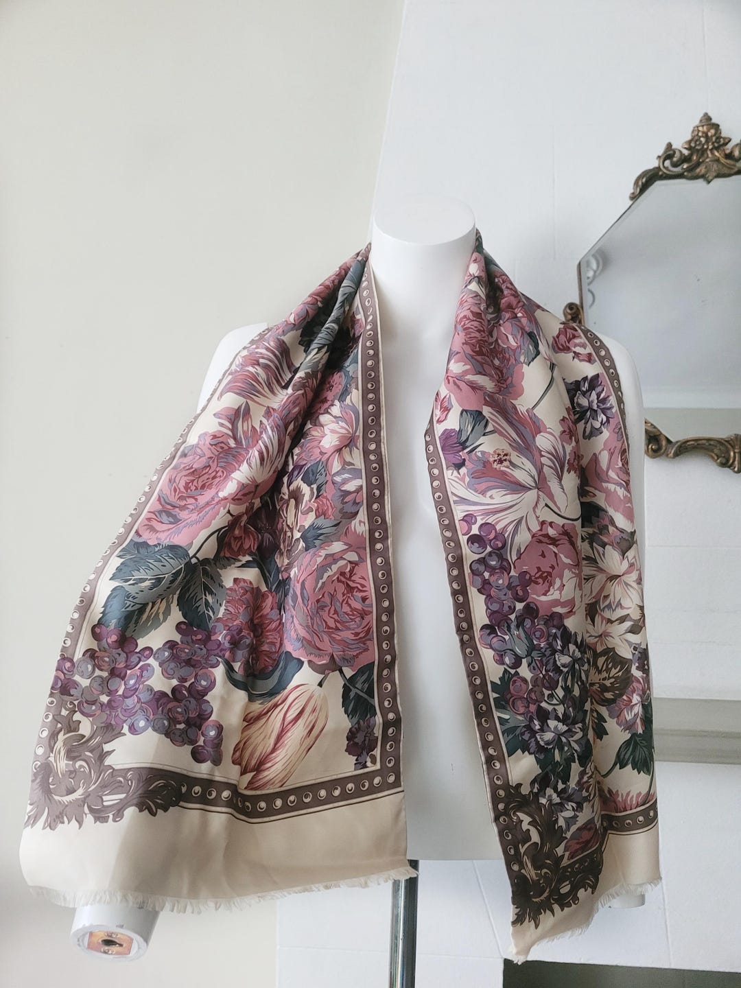 Vintage Mens Silk Scarf Floral Made in Italy Opera Foulard Muffler - Etsy