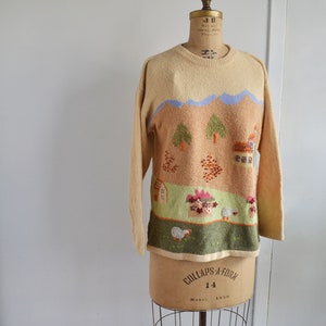 Vintage Cottagecore Sweater Farmhouse Novelty Scenic Pullover - Etsy
