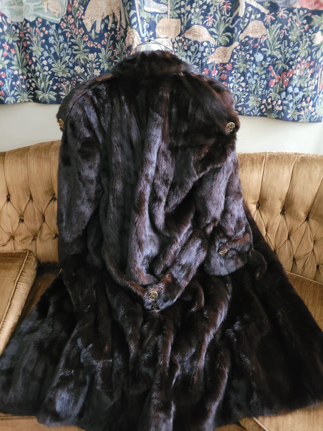 Vintage Mahogany Mink Fur Coat With Gold Buttons - Etsy
