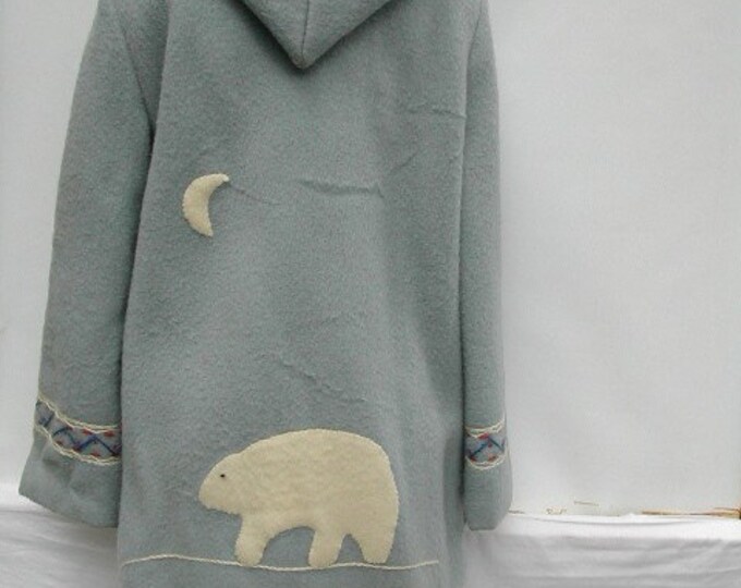 Vintage Eskimo Parka Wool Coat Fox Fur Hood Polar Bear Appliqued 70s - Etsy