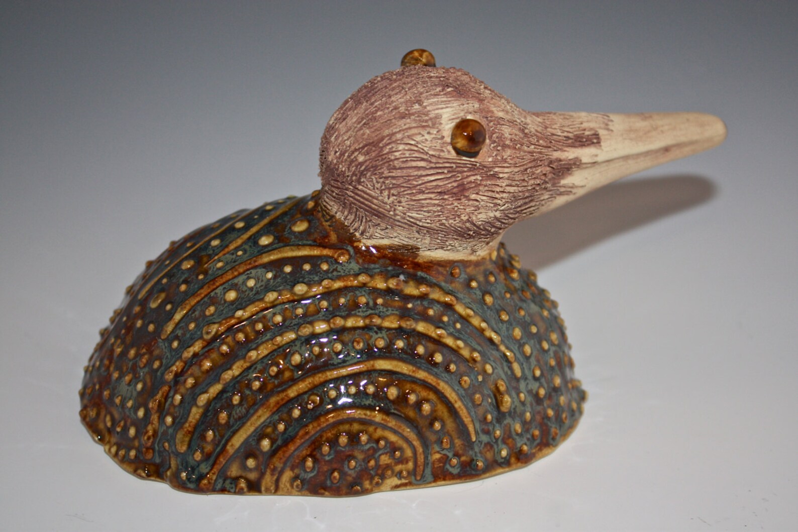 Ceramic Bird Textured Rattle Rattle Caramel Brown Green Spirit - Etsy