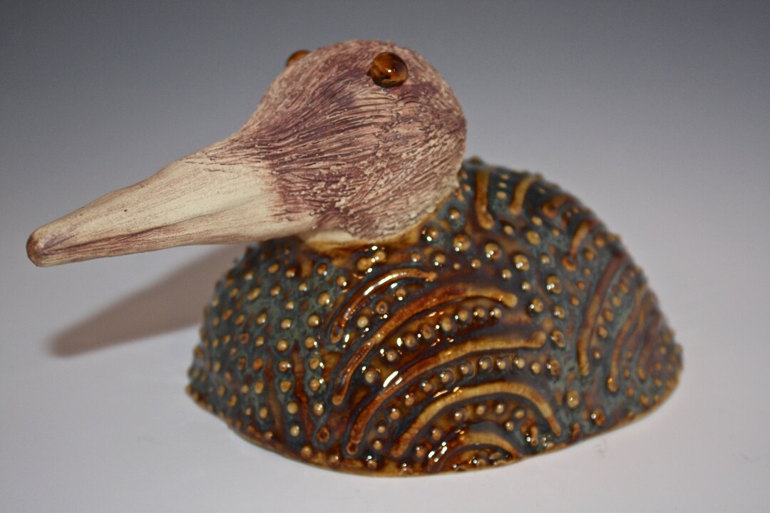 Ceramic Bird Textured Rattle Rattle Caramel Brown Green Spirit Rattle ...