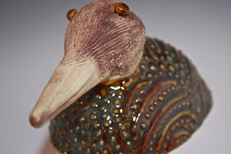 Ceramic Bird Textured Rattle Rattle Caramel Brown Green Spirit - Etsy