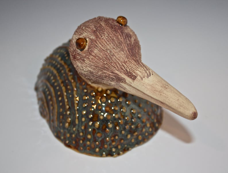 Ceramic Bird Textured Rattle Rattle Caramel Brown Green Spirit - Etsy