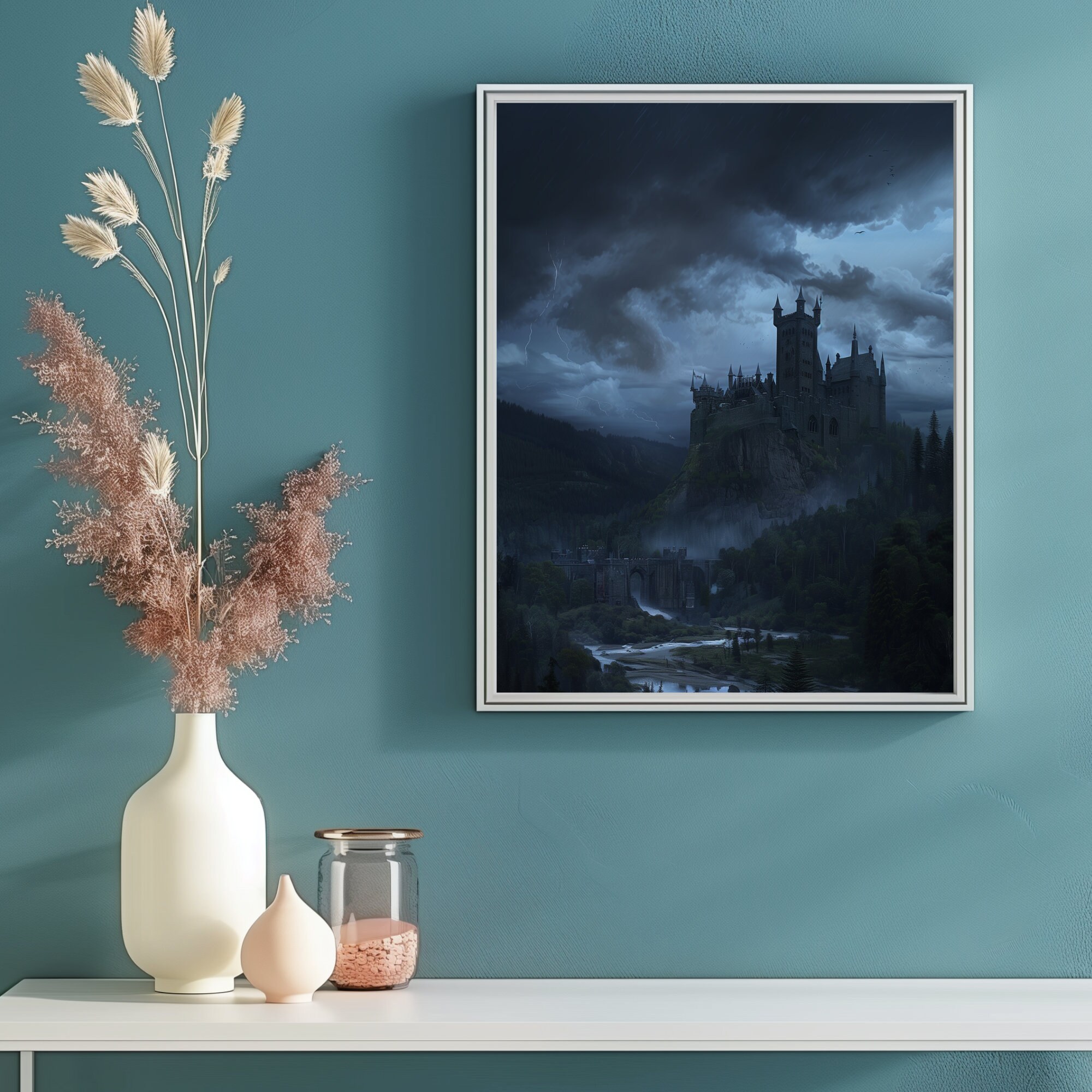 Fantasy-themed Digital Download Poster Stormy Castle Art Print ...
