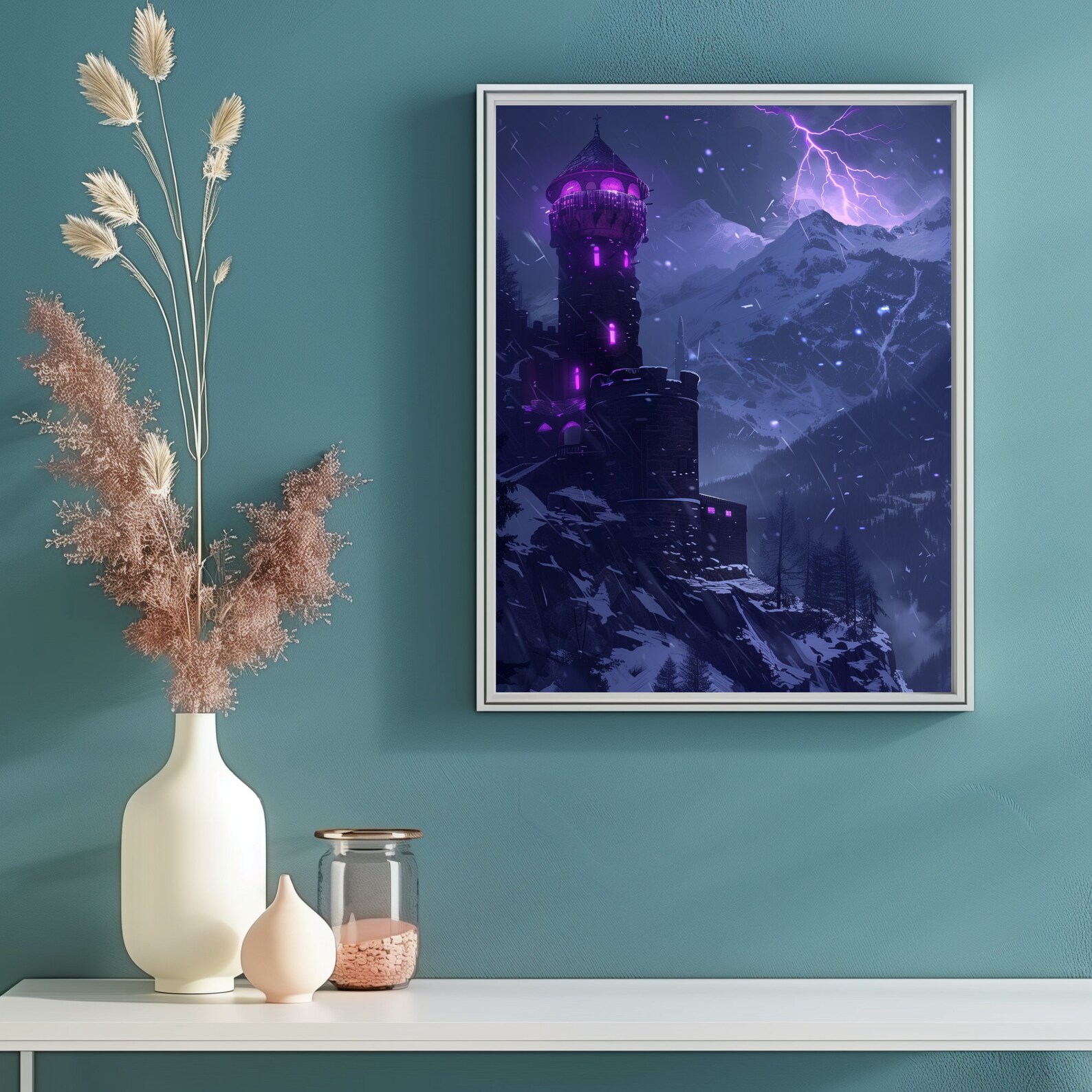 Fantasy-themed Digital Download Poster | Snowy Tower Art Print ...
