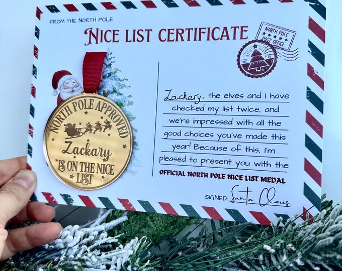 Personalised Nice List Medal | Santa Gift | Christmas Eve Box Filler ...