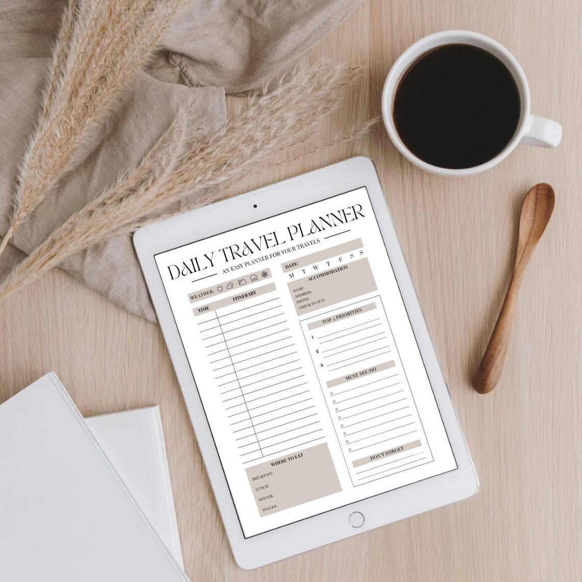 Daily Travel Itinerary | Travel Itinerary Template | Vacation Organizer ...