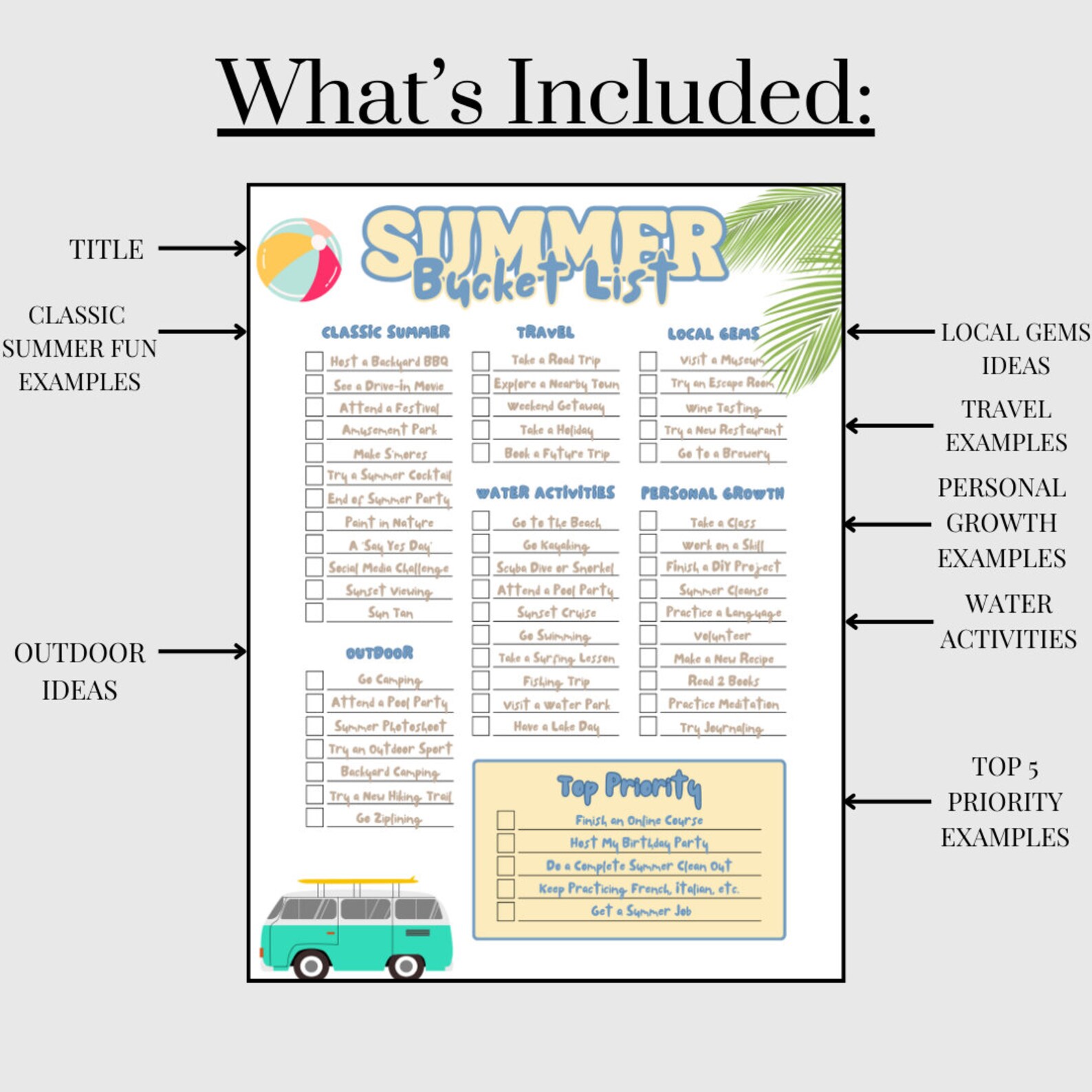 Summer Bucket List Printable | Editable Summer Bucket List | Summer Fun ...